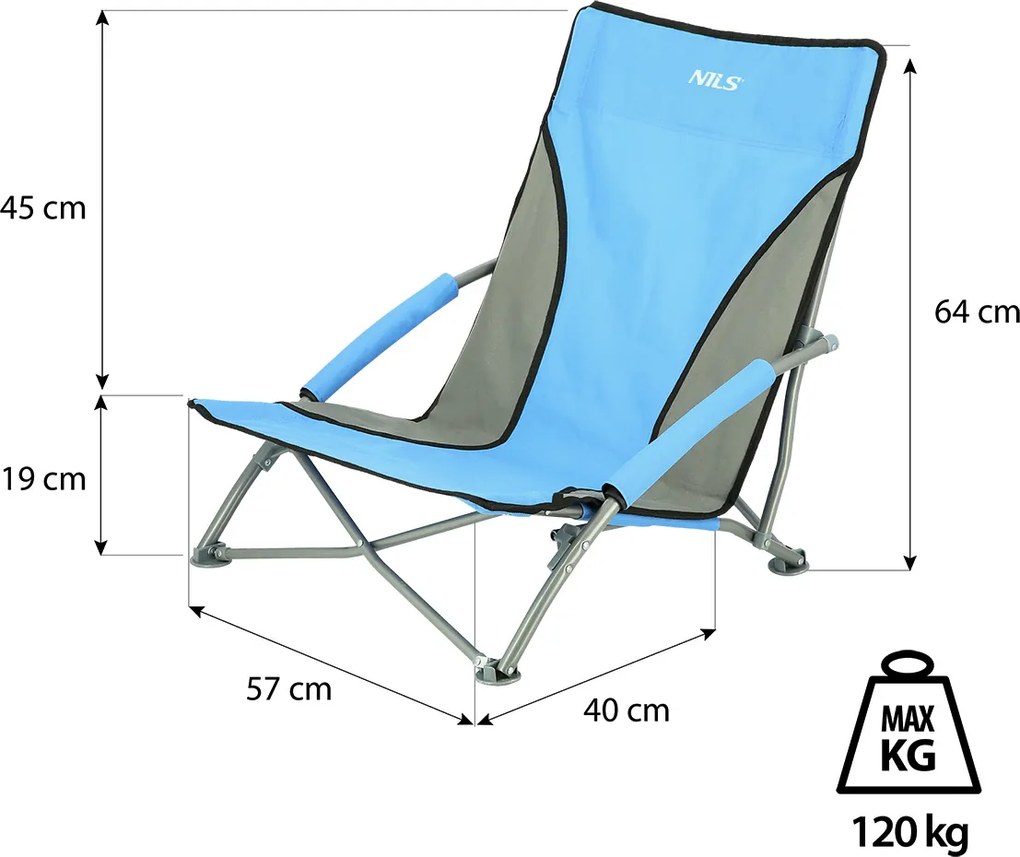 NC3035 MODRÉ PLÁŽOVÉ KŘESLO NILS CAMP
