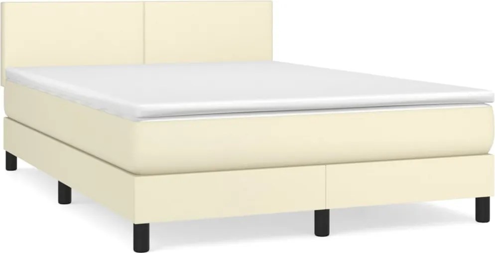 Box spring postel s matrací krémová 140x190 cm umělá kůže 3141001