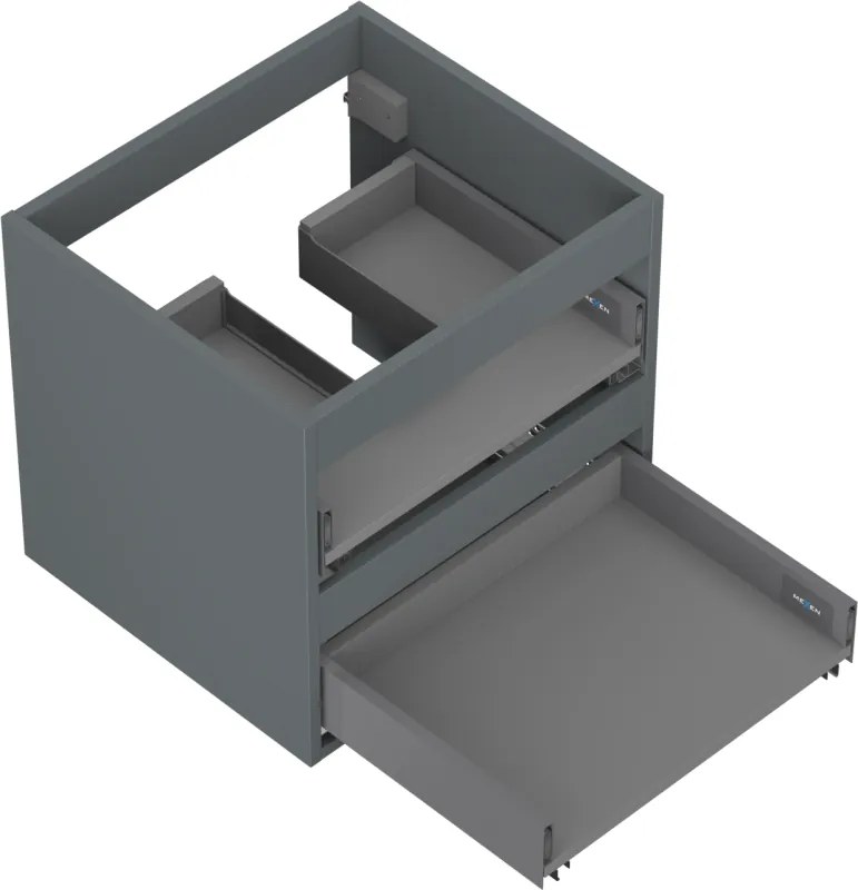 Mexen Box-A, závěsná skříňka 50 cm, 2 zásuvky, grafitová matná, 91AX0-0500-470-2-66