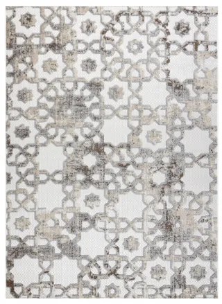 Koberec Strukturální SOLE D3882 Ornament - ploché tkaní béžový / šedá