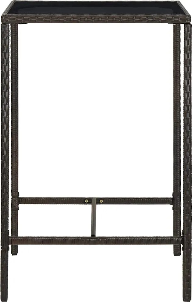 Zahradní barový stůl hnědý 70 x 70 x 110 cm polyratan a sklo 313457