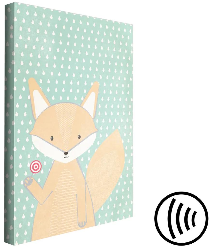 Obraz Malá liška (1-dílný) svislý - pastelový veselý lišák s lízátkem