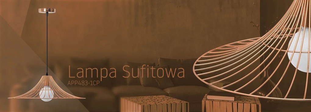 Toolight - Stropní závěsná lampa 1xE27 APP483-1CP, růžové zlato, OSW-00907