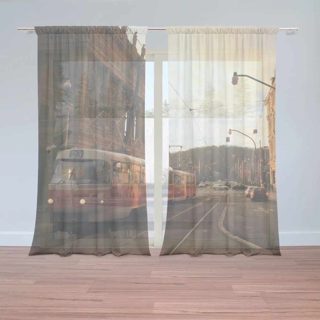 Sablio Záclony Tramvaj v historickém městě: 2ks 150x250cm