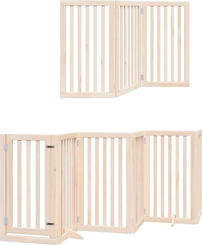 Zábrana pro psy s dvířky skládací 12 panelů 600 cm topol 3155645