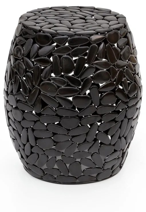 Černý odkládací stolek WOOX LIVING Floral, ⌀ 40 cm
