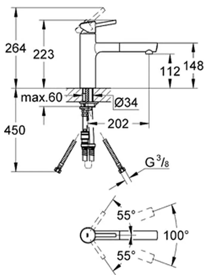 Grohe Concetto - Páková dřezová baterie, supersteel 31129DC1