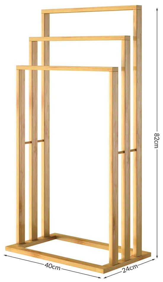 Bambusový stojan na ručníky RUBBY, 40x24x82cm, hnědá Casaria