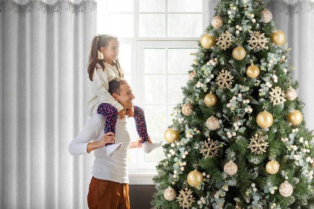 EUROFIRANY VÁNOČNÍ ZÁCLONA NA KROUŽCÍCH XMAS 140X250 CM HVĚZDY