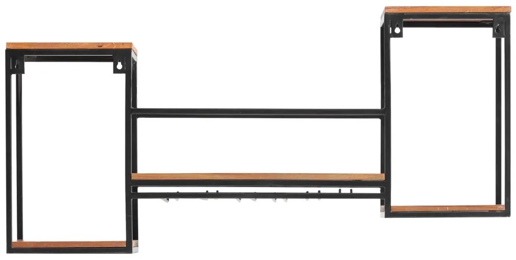 furniture-nabytek.cz - Masivní závěsná police Arvello z kovu a dřeva, lakovaná, hnědá – 100×20×41 cm