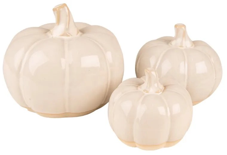 Béžová porcelánová dekorace dýně Chrie M – 9x8 cm
