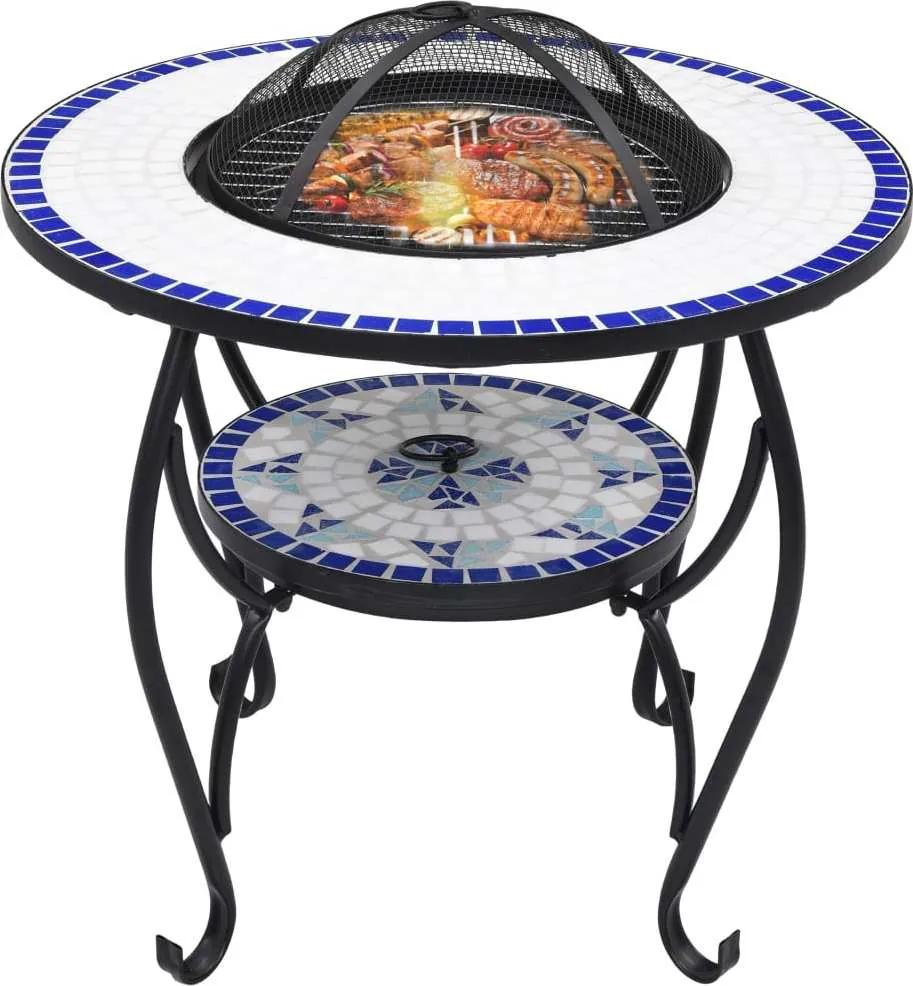vidaXL Mozaikový stolek s ohništěm a bílý 68 cm keramika [46724] Barva: Cihlová