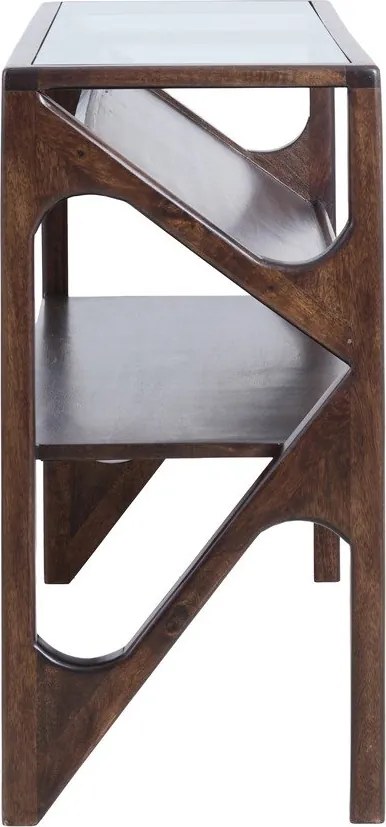 Konzolový stolek se skleněnou deskou v tmavě přírodní barvě 41x119 cm Yuki – Light & Living