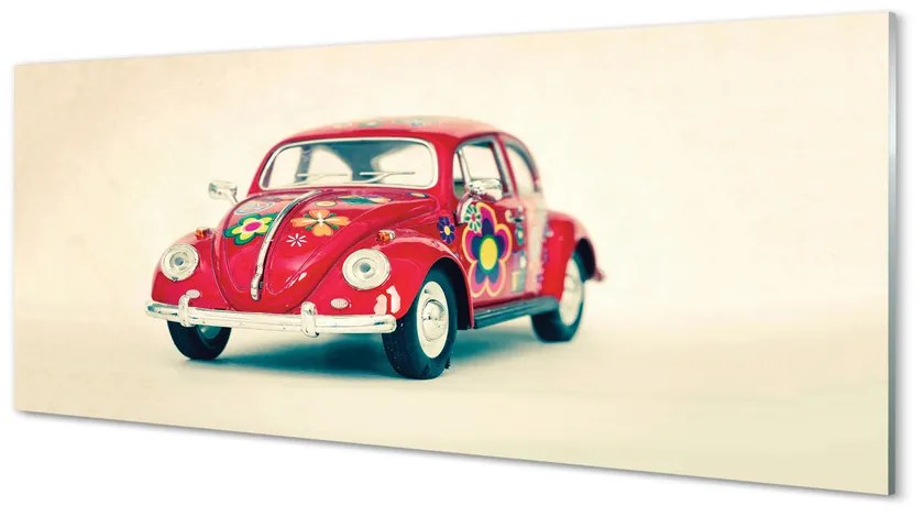 akrylový obraz Červené květy v autě 120x60 cm