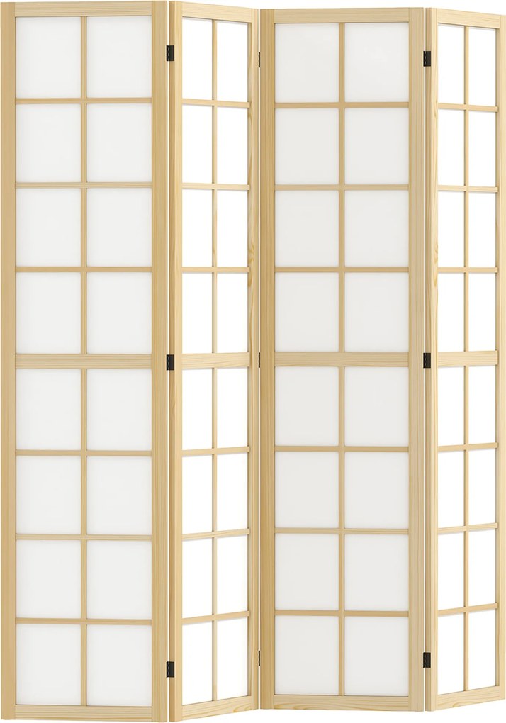 HOMCOM 4dílný paraván 160 x 170 cm - soukromé oddělení, skládací dělič místnosti pro obývací pokoj, přírodní