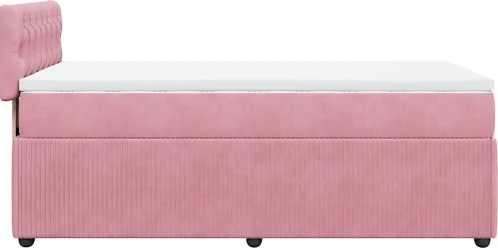 Box spring postel s matrací růžová 80 x 200 cm samet 3289901