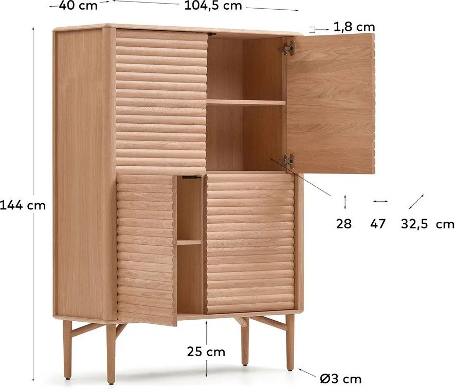 Skříňka v dekoru dubu v přírodní barvě 104,5x144x40 cm Lenon – Kave Home