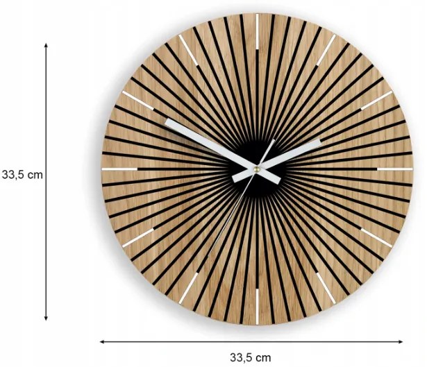 M.Clock Nástěnné nehlučné hodiny 33,5x33,5cm přírodní dub
