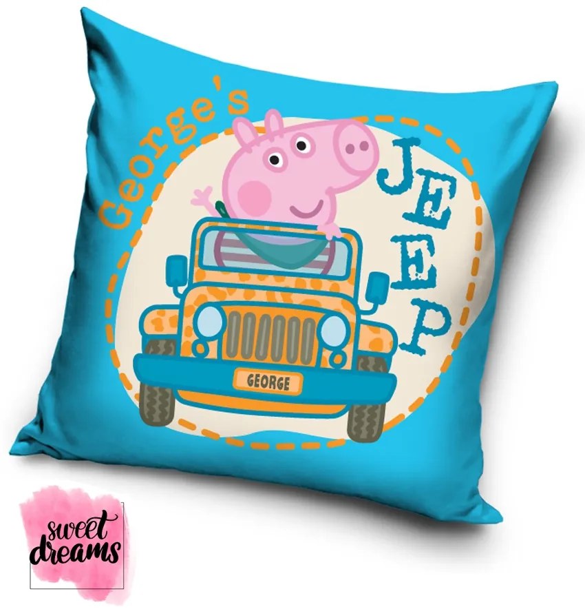 Polštářek Prasátko Peppa George Jeep 40x40 cm