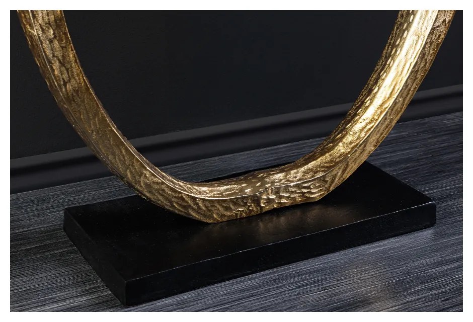 Massive home | Ručně vyrobený konzolový stolek OMEGA 80cm mramorová černá se zlatým rámem