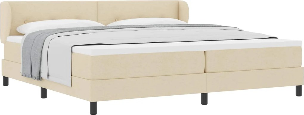 Postel s boxspringem s čelo Krémová 200 x 200 cm textil 3340050