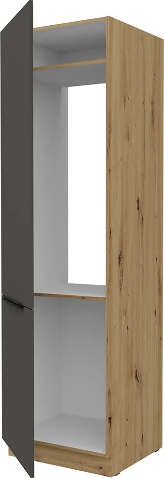 ARIA pa | vysoká skříňka 60 LO-210 2F na vestavnou lednici | 60 cm | ANTI FINGERPRINT povrch | artisan/šedá grafit