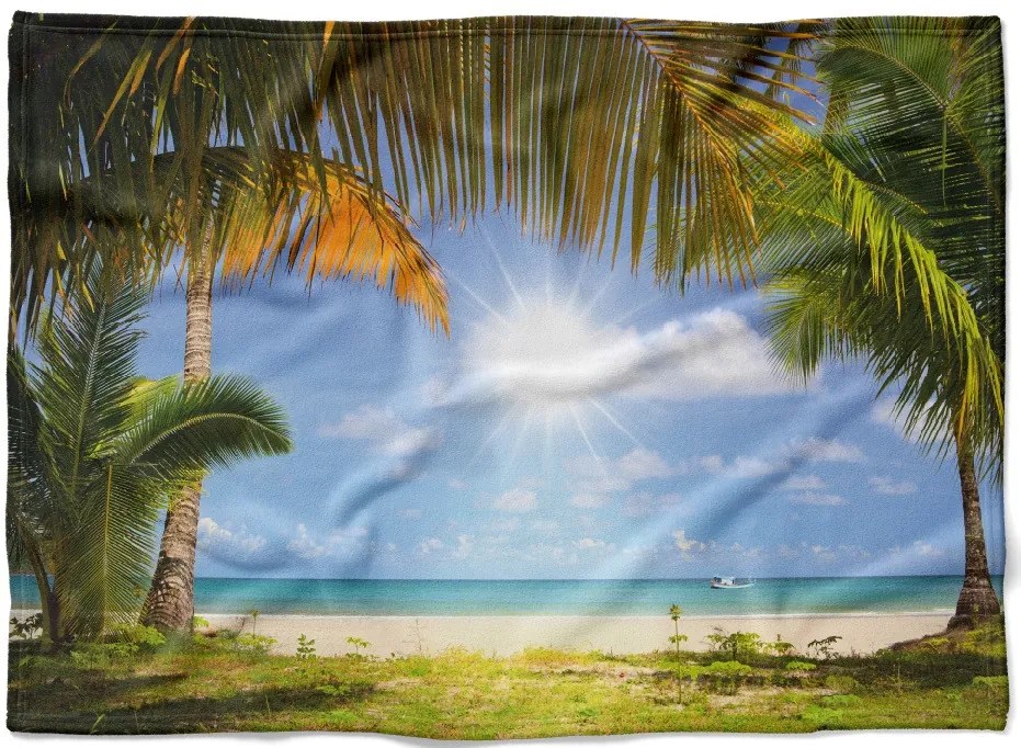 IMPAR Fleecová deka Palmy na pláži 150x120 cm (Rozměr : 200 x 140 cm, Podšití beránkem: NE)