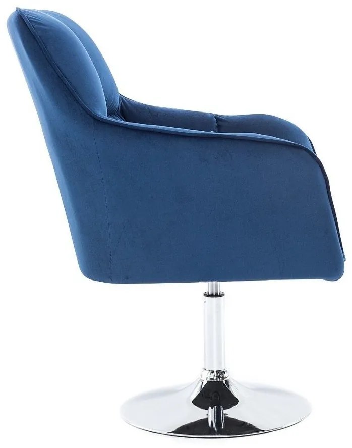 LuxuryForm DESIGN Otočné křeslo AMALFI VELUR na stříbrném talíři - modré