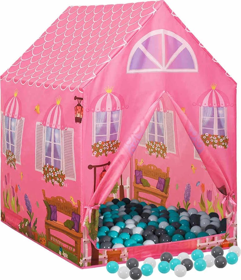vidaXL Dětský stan na hraní s 250 míčky růžový 69 x 94 x 104 cm [3107749] Barva: Vícebarevné 2
