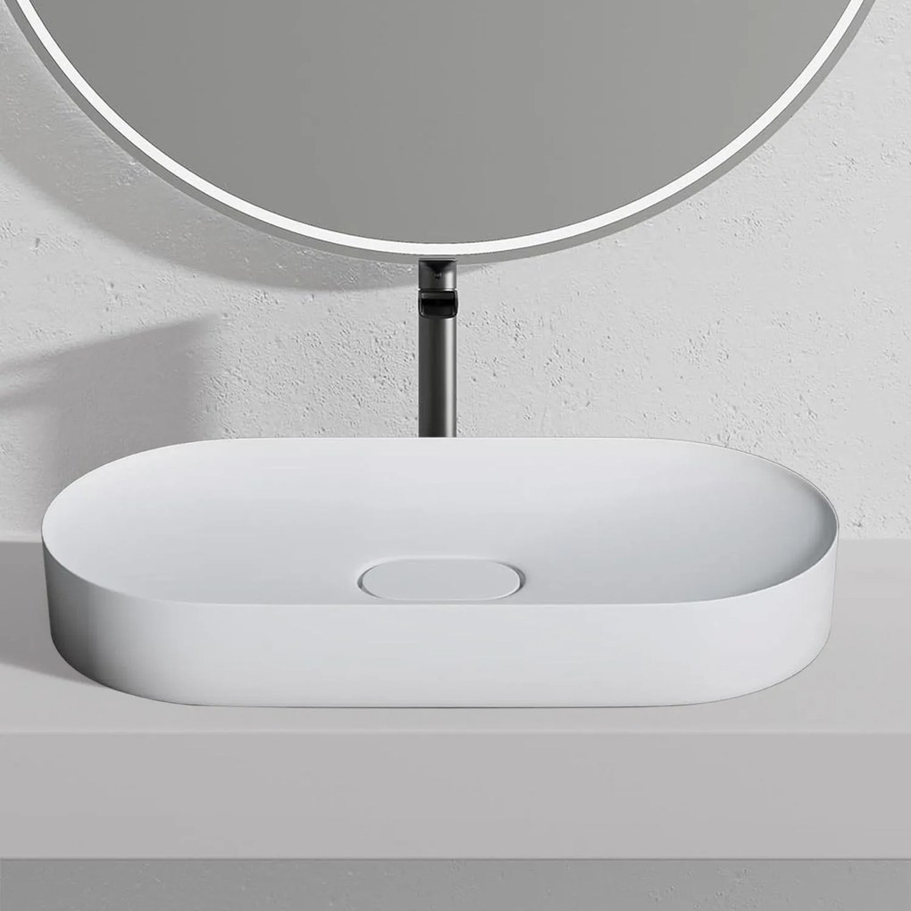 Rea iris, umyvadlo na desku z konglomerátu 700x355x105 mm, bílá matná, REA-U4305