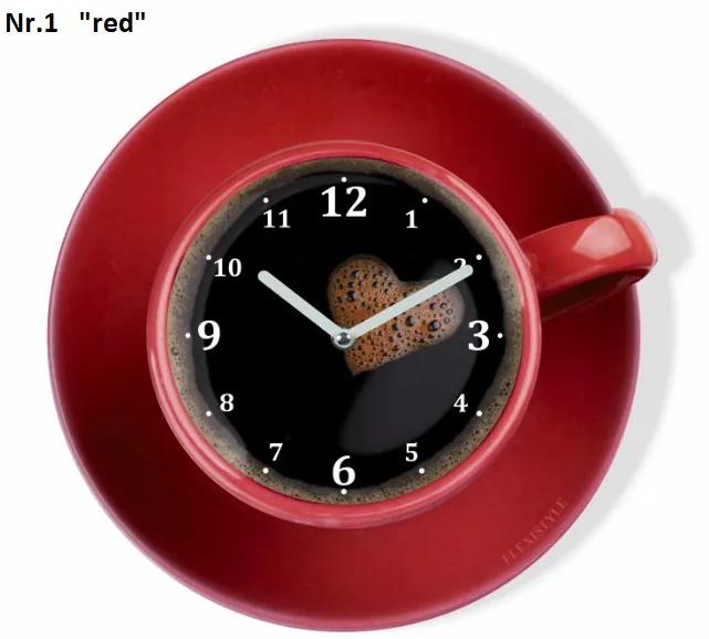 Designové nástěnné hodiny ve tvaru šálku kávy Zelená