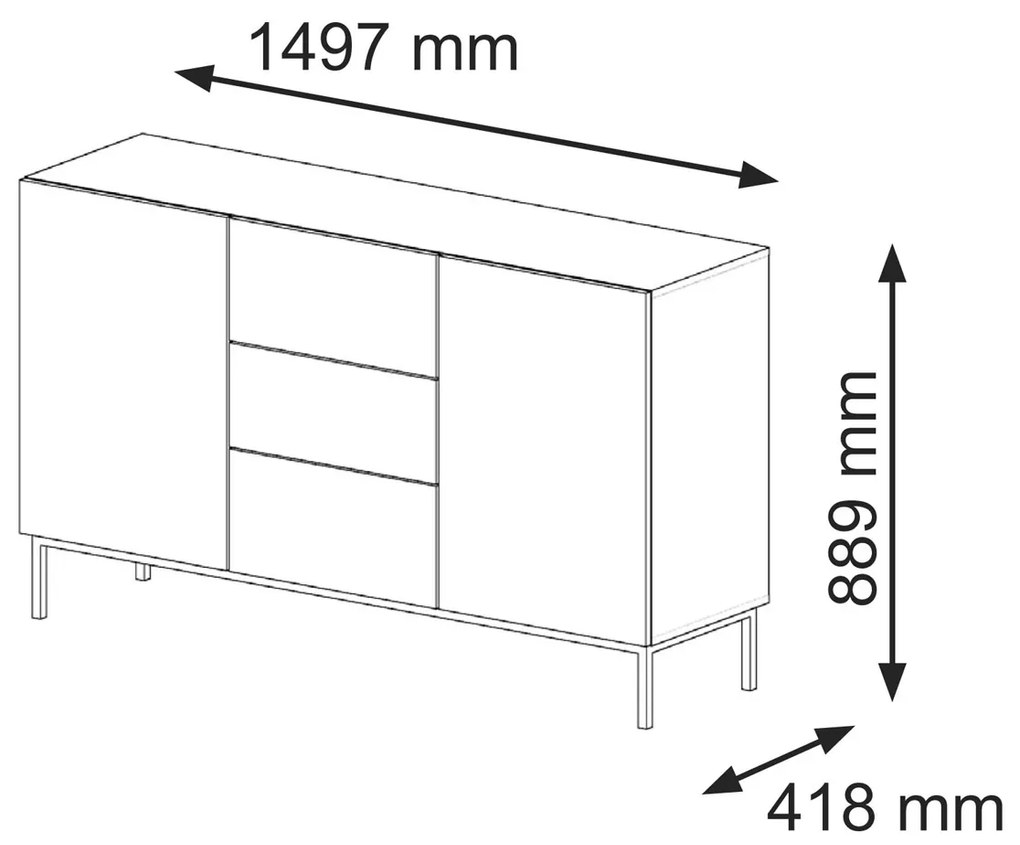 Komoda Rawy 2d3s (bílá). 1061135