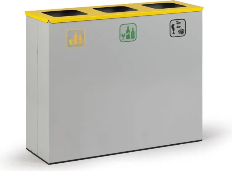 Koš na tříděný odpad, stojan na odpadkové pytle, šedá/žlutá, 3x 50 l