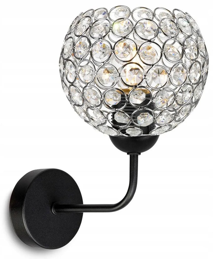 Nástěnné svítidlo Crystal, 1x stříbrné křišťálové stínítko