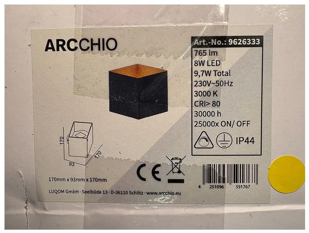 Arcchio | Arcchio - LED Venkovní nástěnné svítidlo ALIMA LED/8W/230V IP44 | LW0826