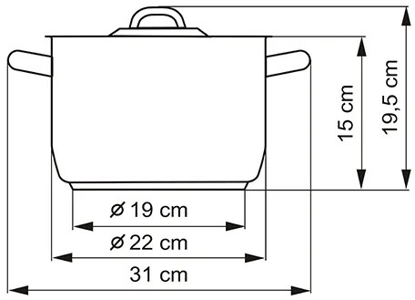 KOLIMAX - české nerezové nádobí Hrnec s poklicí KOLIMAX KLASIK 22 cm, 5,5 l