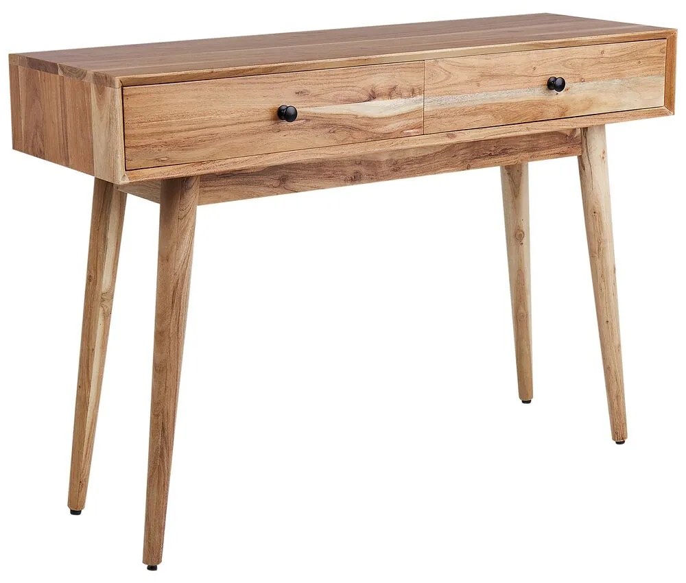 Konzolový stolek z akáciového dřeva se 2 zásuvkami světlé dřevo FULTON Beliani