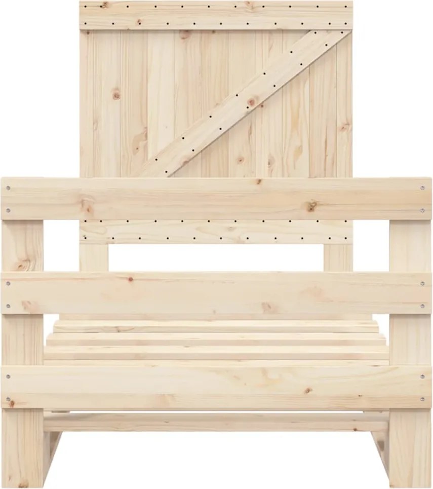 Rám postele s čelem 90 x 200 cm masivní borové dřevo 3281556