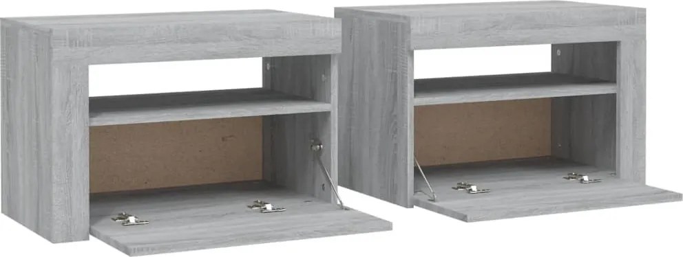 Noční stolky 2 ks s LED osvětlením šedé sonoma 60 x 35 x 40 cm 3144973