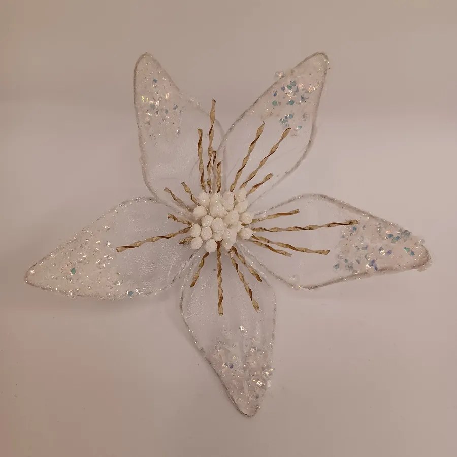 Dekorace umělý květ 20 cm, bílá