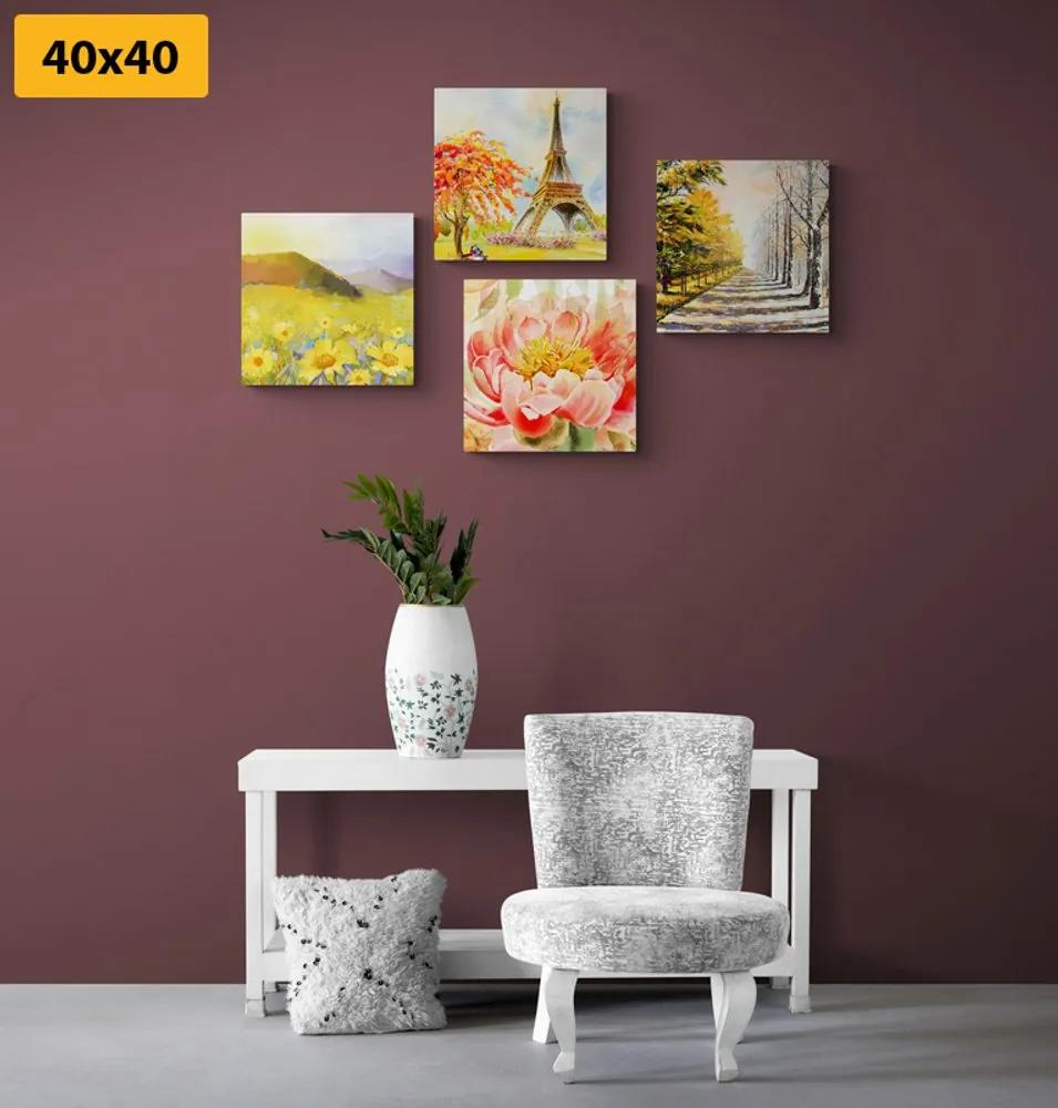 Set obrazů olejomalba v romantickém provedení Varianta: 4x 40x40