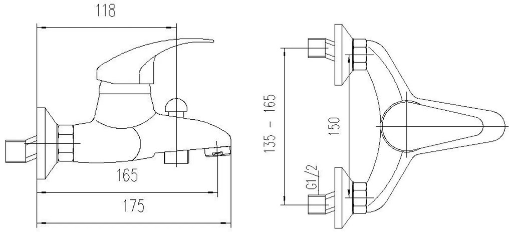 Aqualine KASIOPEA nástěnná vanová baterie, chrom, 1107-10