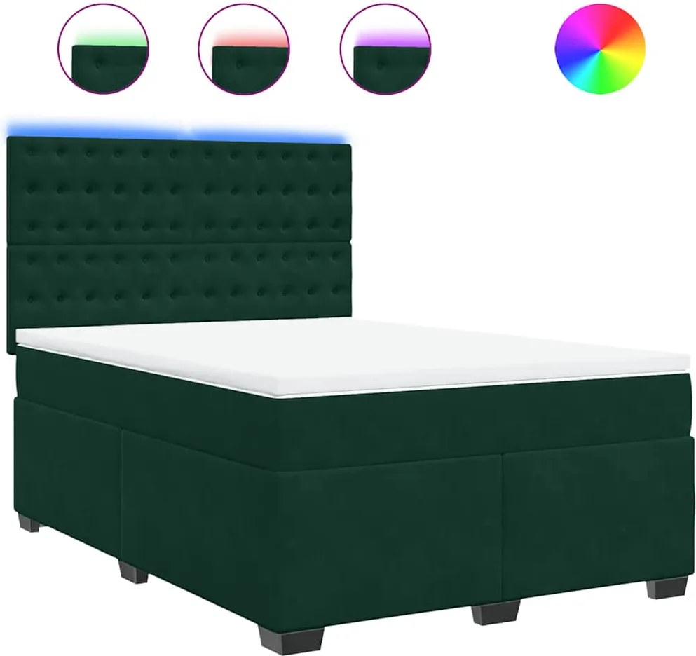 Box spring postel s matrací tmavě zelená 140x200 cm samet 3293245
