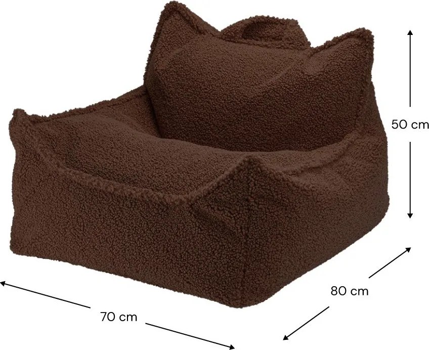 Tmavě hnědý dětský sedací vak z textilie bouclé Warm Hazel – Wigiwama