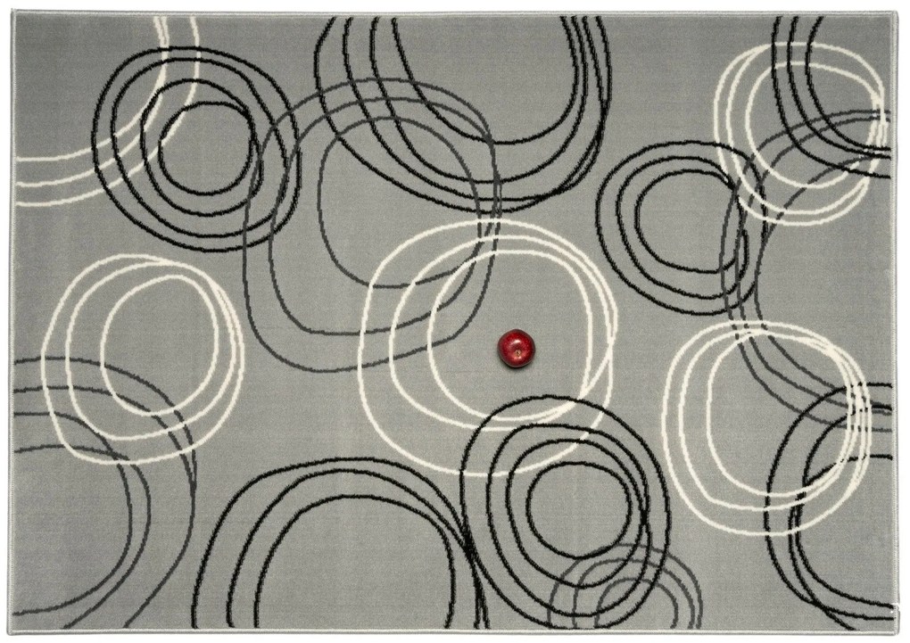 Alfa Carpets, Kusový koberec Circles grey, 190x280, šedá, chodba / předsíň