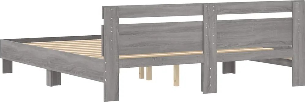 Rám postele s čelem šedý sonoma 200 x 200 cm kompozitní dřevo 3207397