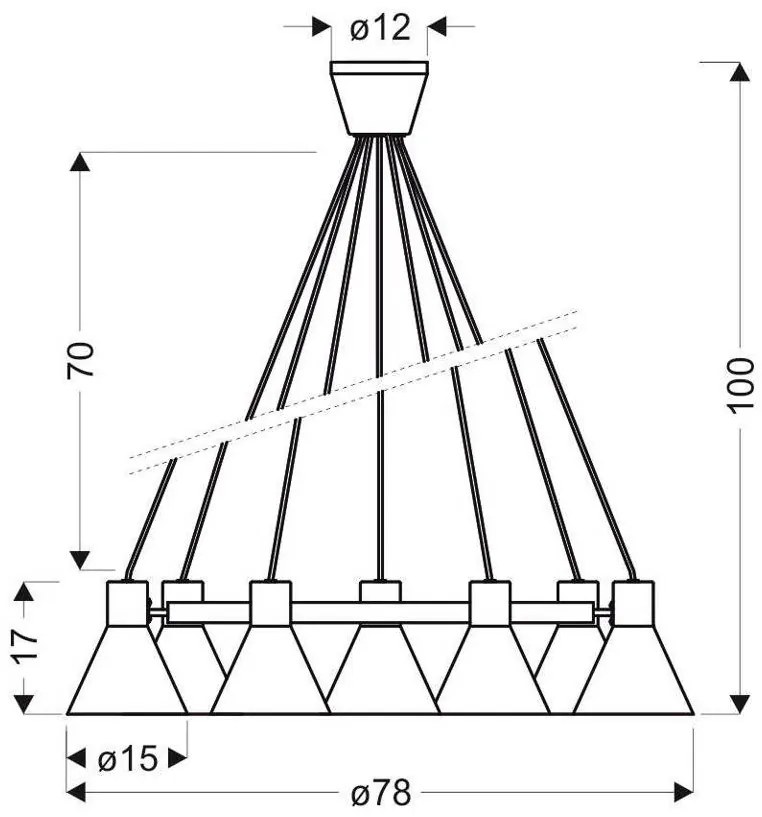 Candellux Černo-zlatý závěsný lustr More pro žárovku 7x E27