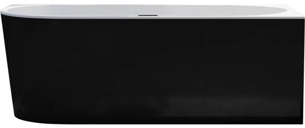 CERANO - Volně stojící akrylátová vana Delizia, pravá - černá lesklá/bílá lesklá - 170x80 cm