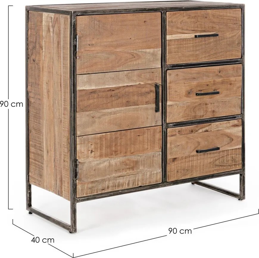 Komoda z masivu akácie v přírodní barvě 90x90x40 cm Elmer – Bizzotto