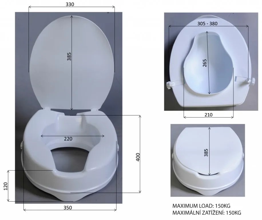 SAPHO WC sedátko zvýšené 10cm, bez madel, bílé (A0071001)